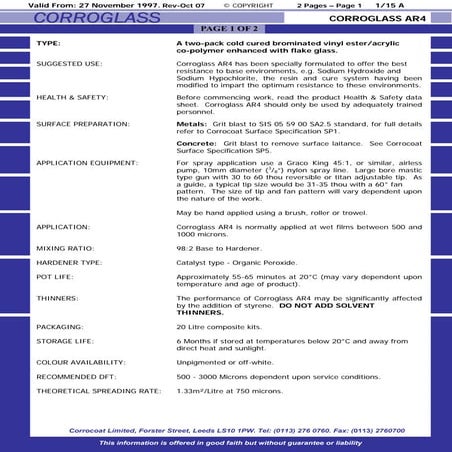 Corroglass AR4 | PDF