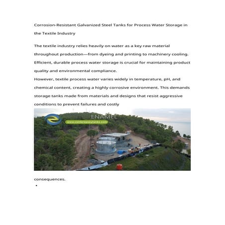 Corrosion-Resistant Galvanized Steel Tanks for Process Water Storage in ...