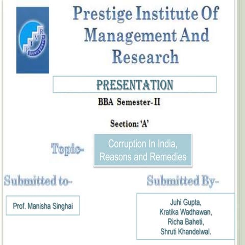 Presentation on CORRUPTION with real life examples | PPTX