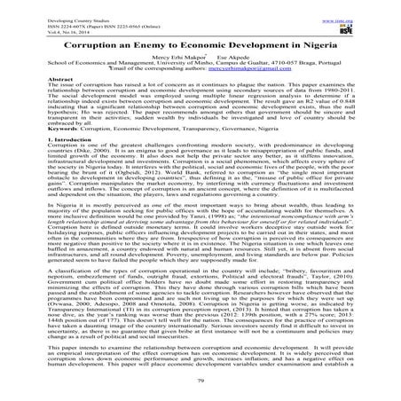 Corruption an enemy to economic development in nigeria | PDF