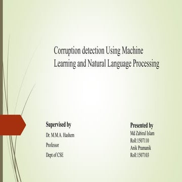 Corruption detection using machine learning and natural language | PPTX