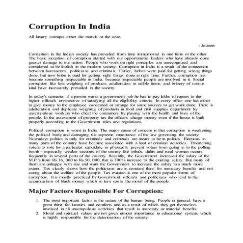Corruption in india | DOCX