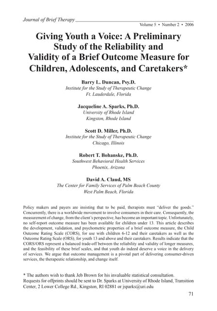 Session Rating Scale (SRS) | PDF