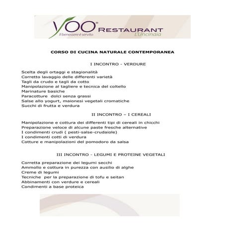 Programma del corso di cucina naturale YOO | PDF | Desserts and Baking ...