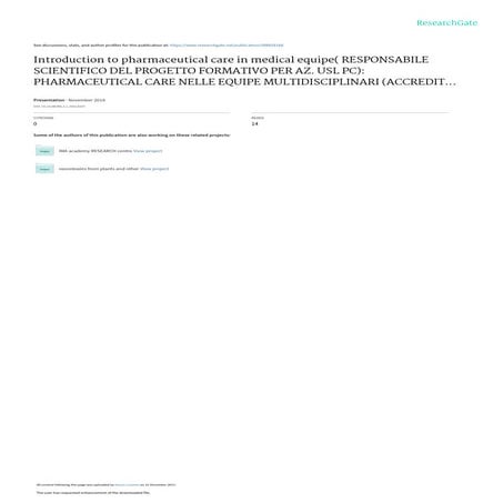 Corso formazione pharmaceutical care nelle equipe multidisciplinari author luisetto maur o2014 ...