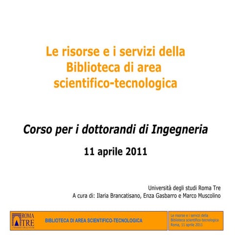 Corso per dottorandi 2011 | PPT