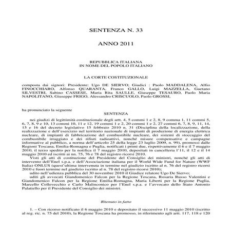 Corte costituzionale sentenza 33 2011 | PDF