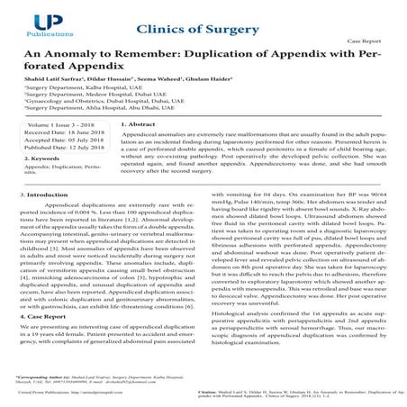 An Anomaly to Remember: Duplication of Appendix with Perforated ...