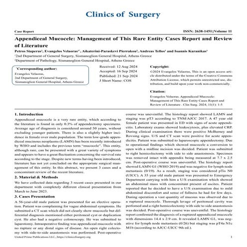 Appendiceal Mucocele: Management of This Rare Entity Cases Report and ...