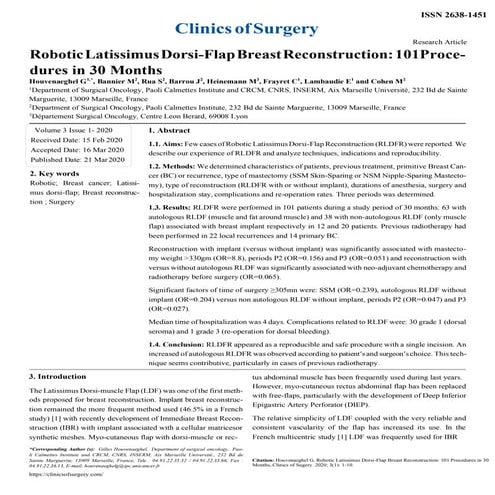 The Latissimus Dorsi Flap in Breast Reconstruction: A Timeless ...