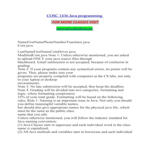 Cosc 1436 Java Programmingtutorialoutlet Pdf 1082