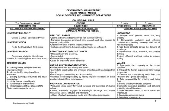SYLLABUS-SOC-SCI-103-THE-CONTEMPORARY-WORLD-2023-1.docx | College ...