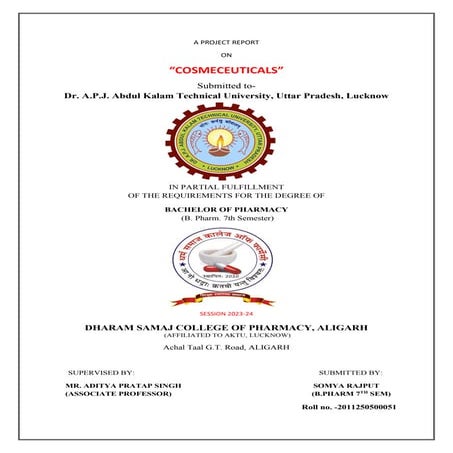 cosmetics science unit 1 b pharmacy syllabus | PPTX