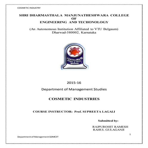 Cosmetic Industry Analysis Report 2015-2016 | PDF