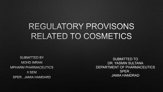 Misbranded and spurious cosmetics | PPT