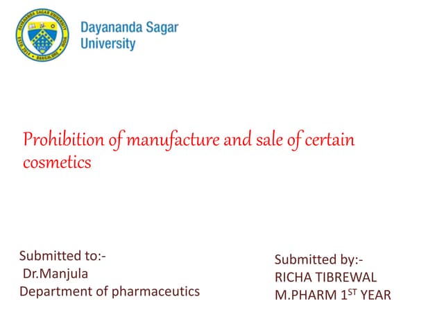 Misbranded and spurious cosmetics | PPTX