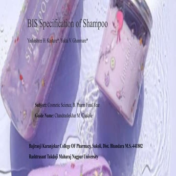 Bureau of Indian Standards Specification of Shampoo.pptx