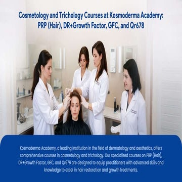 Cosmetology and Trichology Courses at Kosmoderma Academy PRP (Hair), DR ...