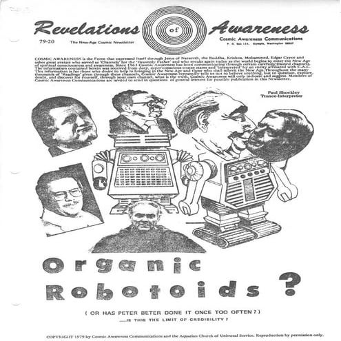Cosmic Awareness 1979-20: Organic Robotoids? | PDF