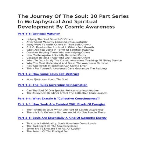 Cosmic Awareness sr012: The Journey Of The Soul | PDF