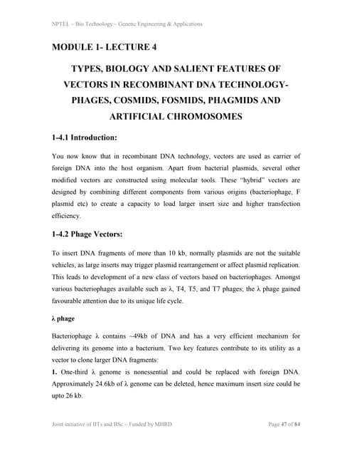 Cosmids vector | PPTX | Genetics | Science