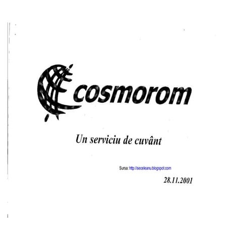Cosmorom - prezentare din 2001 | PDF