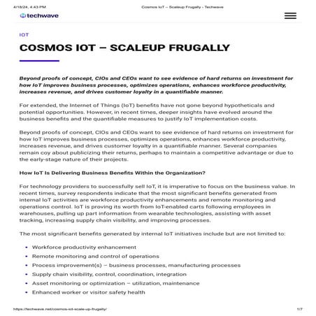 Cosmos IoT – Scaleup Frugally - Techwave.pdf