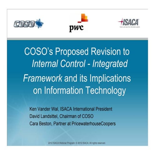 Coso Internal Control Integrated Framework | PDF