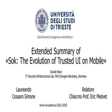 Presentazione Extended Summary of "Sok:The Evolution of Trusted UI on ...