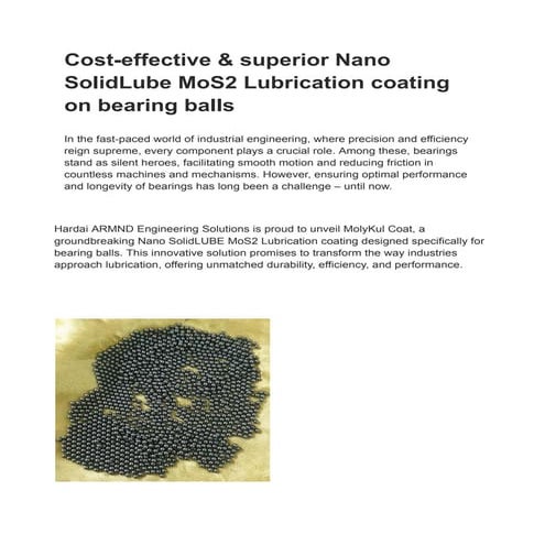 Cost-effective & superior Nano SolidLube MoS2 Lubrication coating on ...