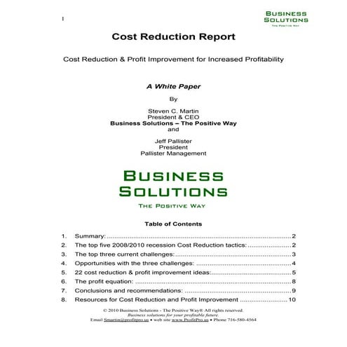 Cost reduction-report | PDF