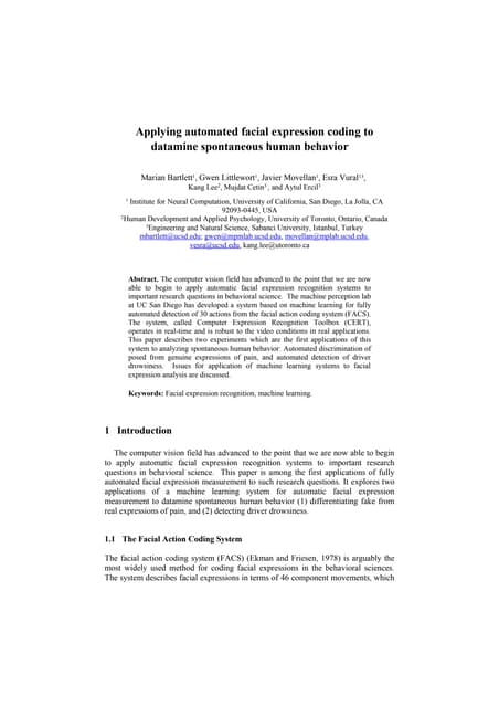 Facial expression recognition of 3D image using facial action coding system | PDF