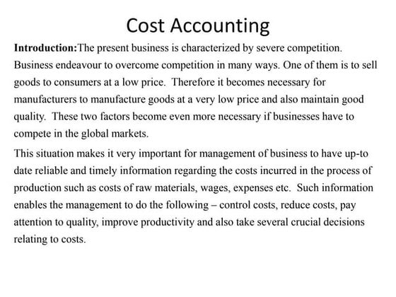 Chapter 01 introduction OF Cost Accounting | PPTX | Business Accounting ...