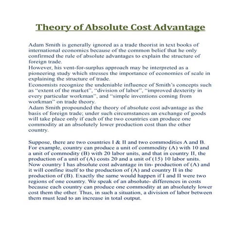 Cost advantage theory | DOC