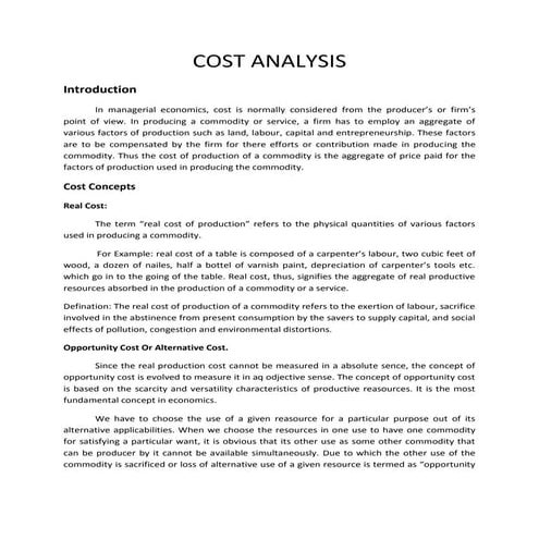 Cost analysis | PDF