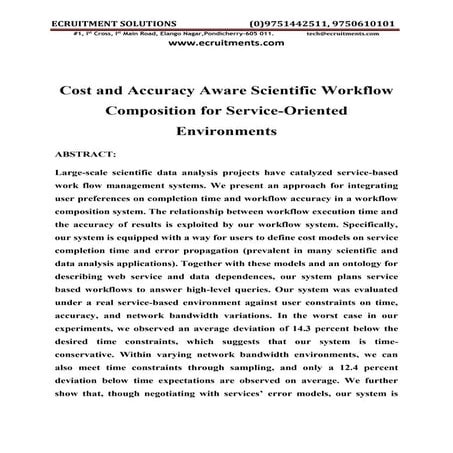 Cost and accuracy aware scientific workflow composition for service oriented environments | PDF