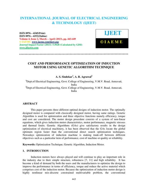 Cost And Performance Optimization Of Induction Motor Using Genetic Pdf 1086