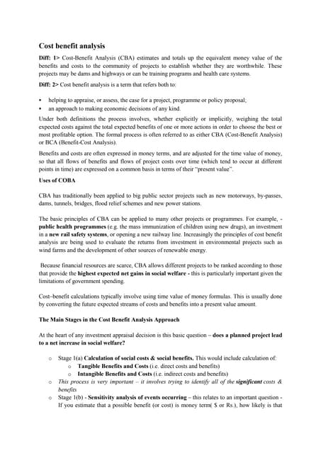 Cost benefit analysis | PPT | Home Utilities | Personal Finance