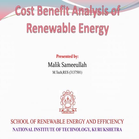 Cost benefit analysis of renewable energy | PPTX