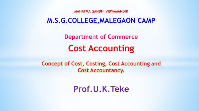 Cost Accounting presentation | PPTX