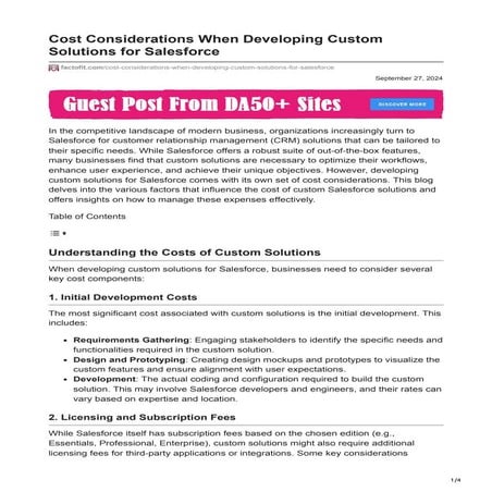 Cost Considerations When Developing Custom Solutions For Salesforce Pdf