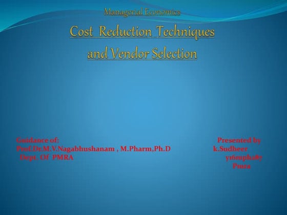 Cost control and reduction | PPT