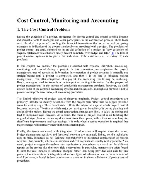 Project cost control system in SAP | PPT