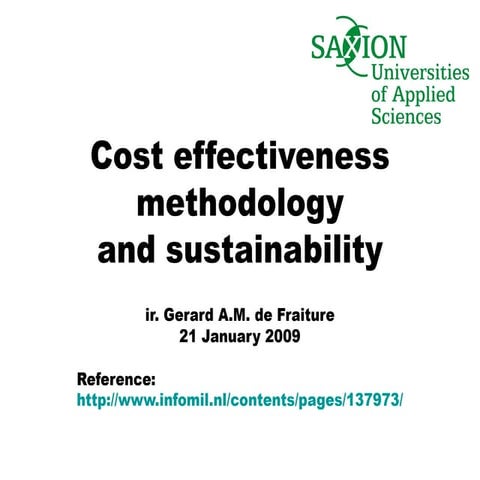 Cost Effectiveness Methodology and Sustainability | PPT