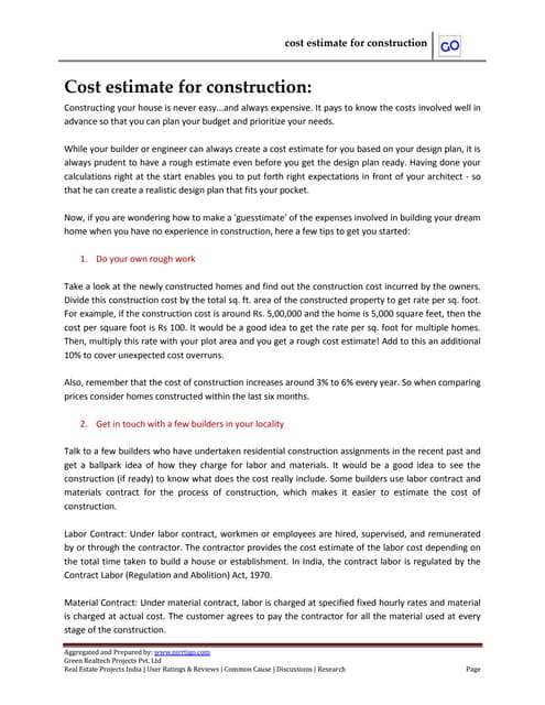 Construction Cost Estimating | PPTX | Online Education | Education
