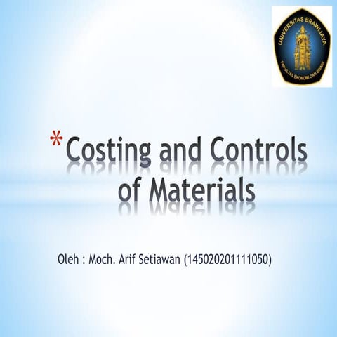 Costing and controls of materials | PPT