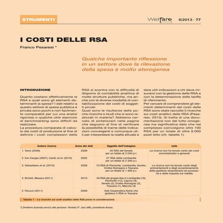 I COSTI DELLE RSA | PDF