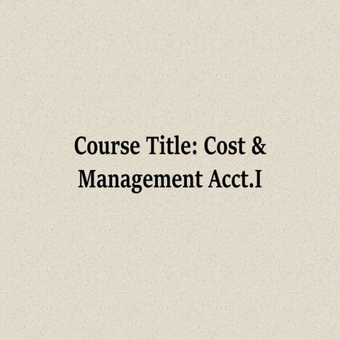 Cost & Management Accounting teaching material | PDF