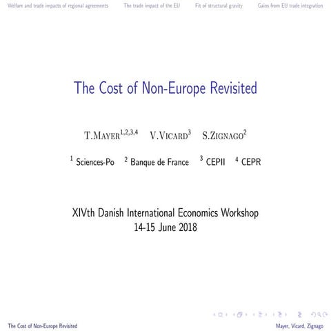 The Cost of Non-Europe Revisited, by Mayer, Vicard & Zignago, June 2018 ...