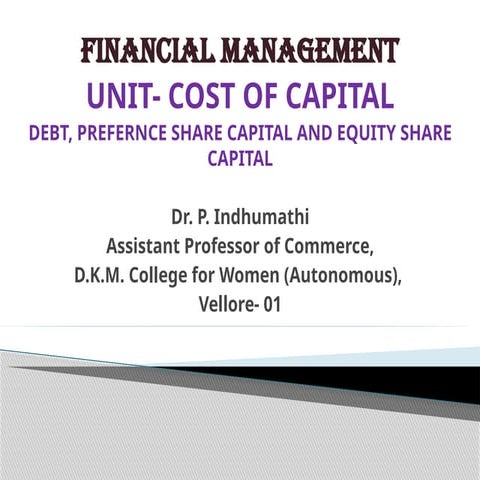 COST OF CAPITAL, COST OF DEBT, COST OF PREFERENCE SHARE CAPITAL, COST ...